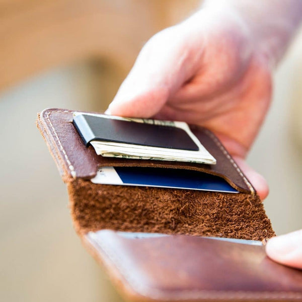 The Gates Personalized Leather Bifold Money Clip Front Pocket Wallet ...